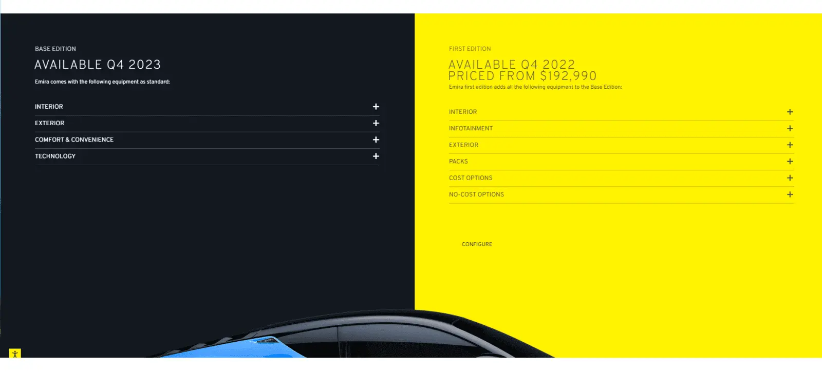 Lotus AU Emira Base vs FE.png | Lotus Emira Forum